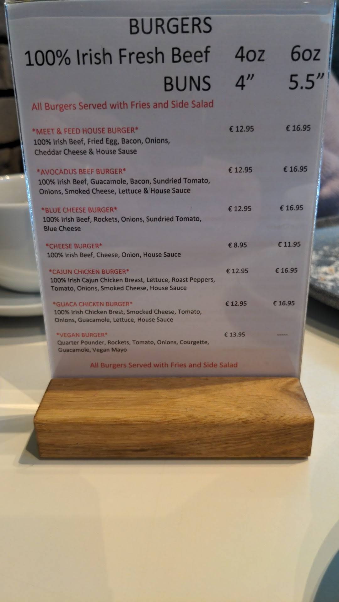 Carta del restaurante Meet&fit, Tullamore