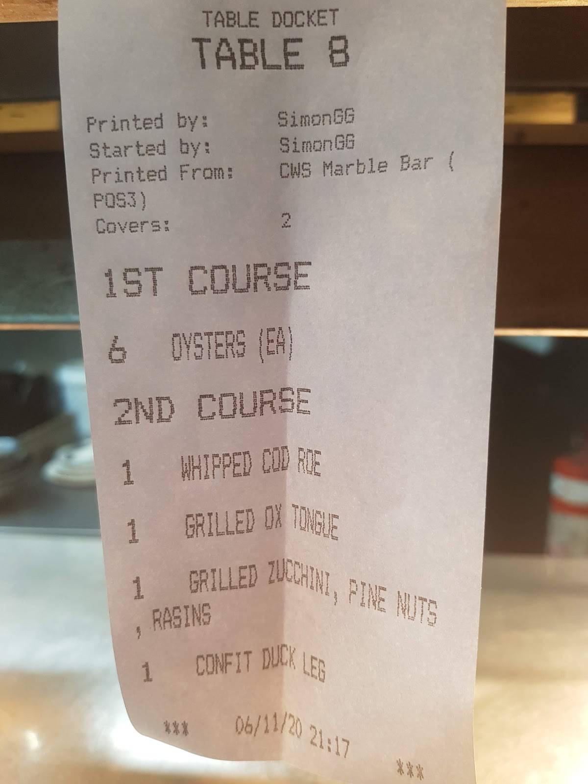 Menu at The European restaurant, Melbourne