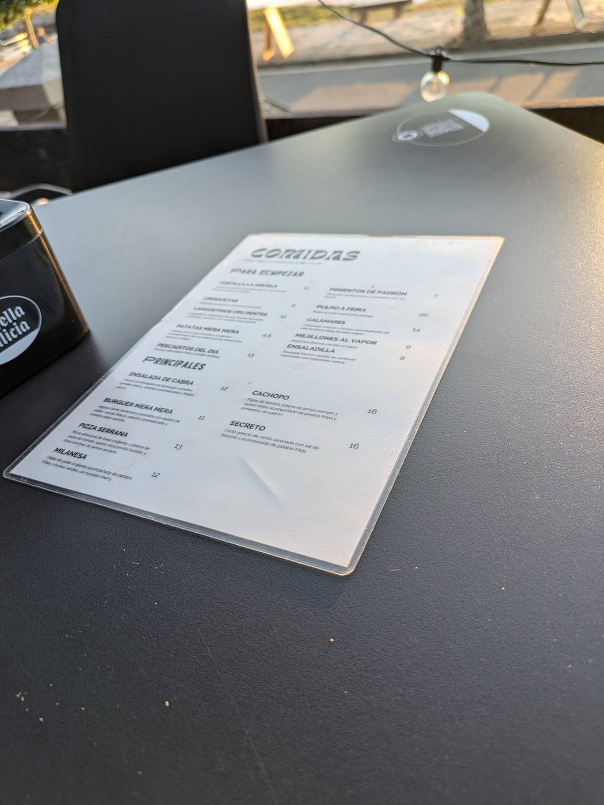 Menu at Mera Mera Chiringuito pub & bar, Areas