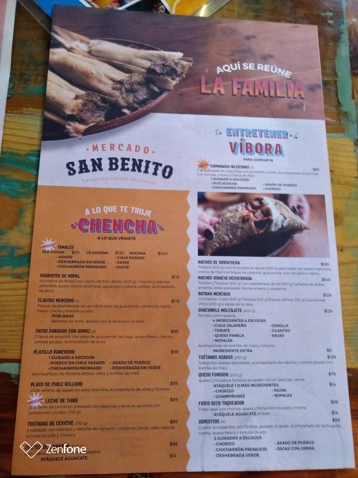Menu at Mercado San Benito restaurant, Ciudad Juarez