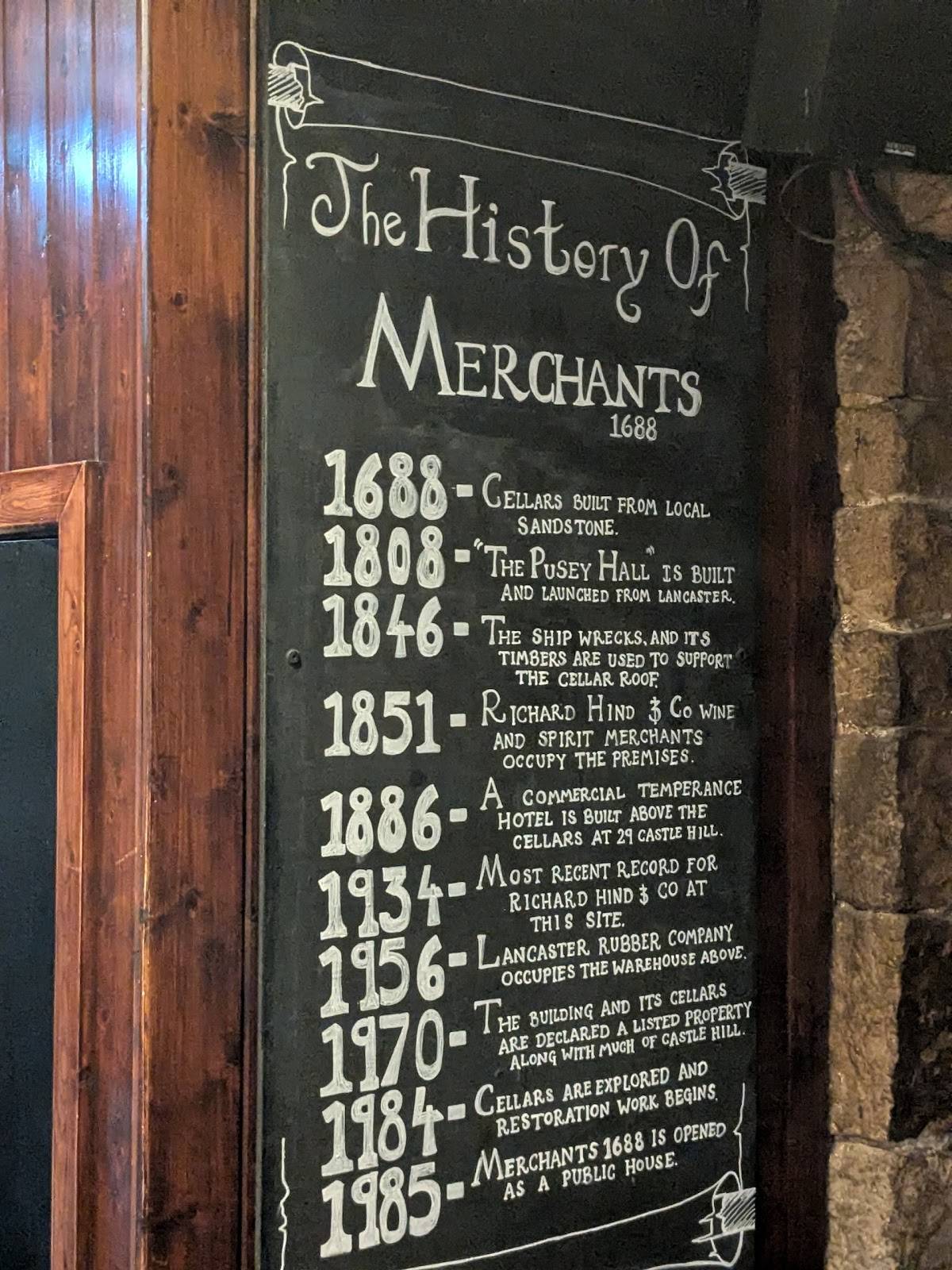 Menu at Merchants 1688 pub & bar, Lancaster