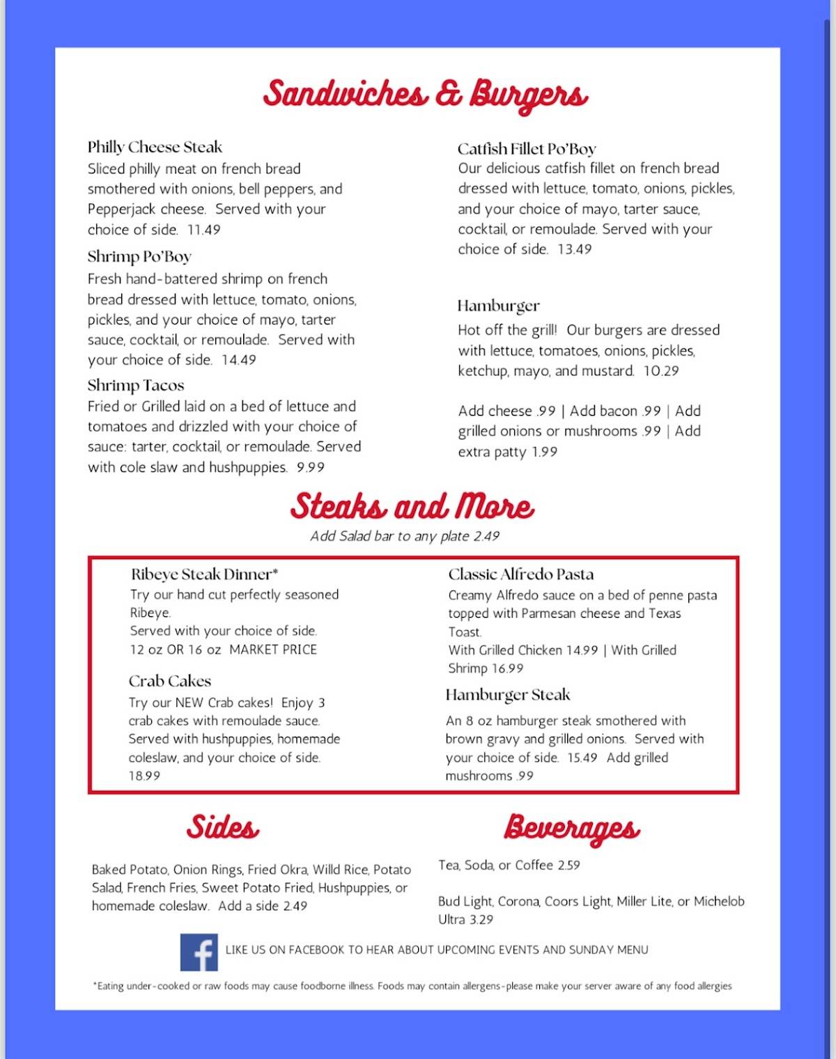 Menu at Family Fish Camp restaurant, Meridian