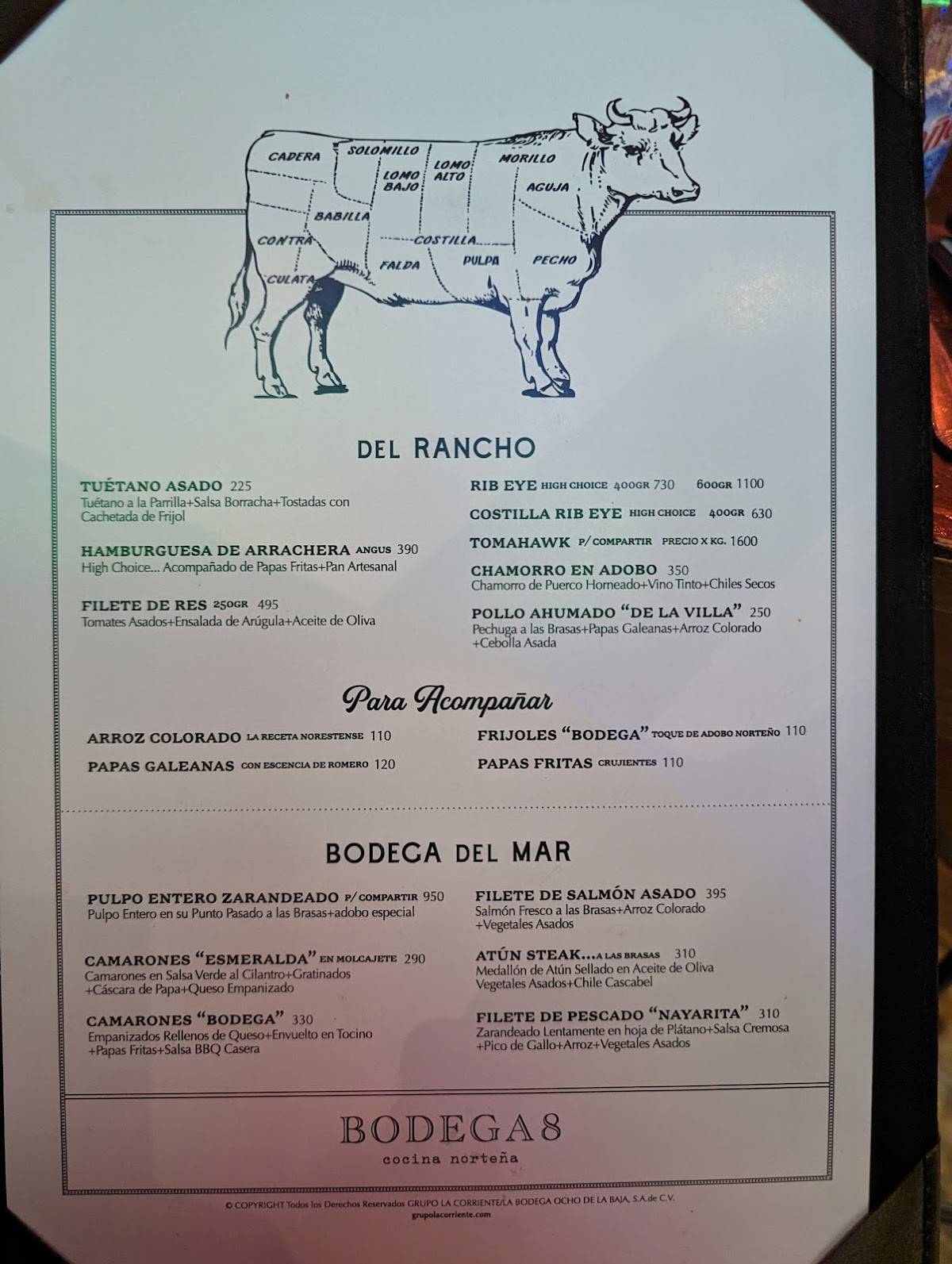 Carta del restaurante BODEGA 8, Mexicali