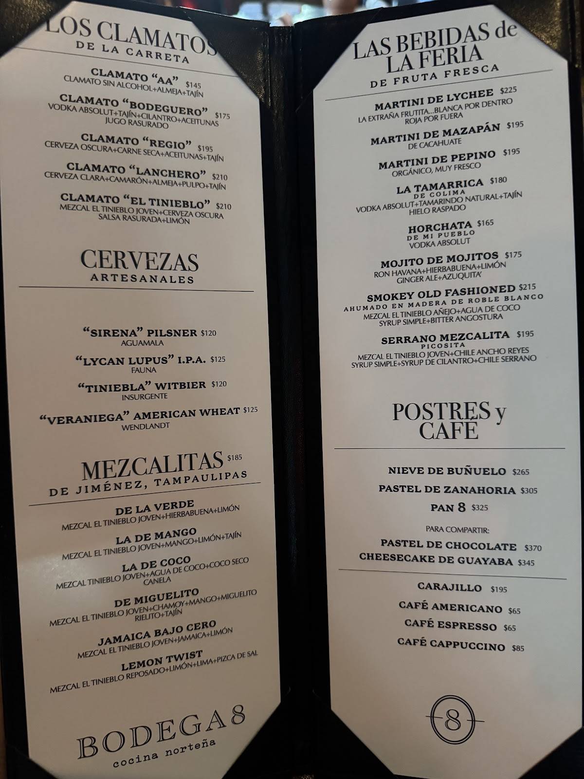 Carta del restaurante BODEGA 8, Mexicali
