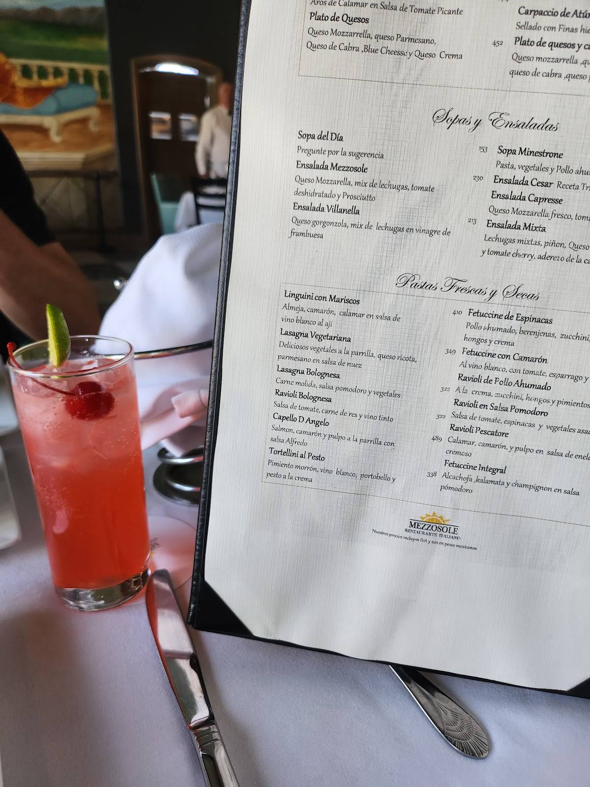 Carta del restaurante Mezzosole, Mexicali, Blvd. Benito Juárez 2151