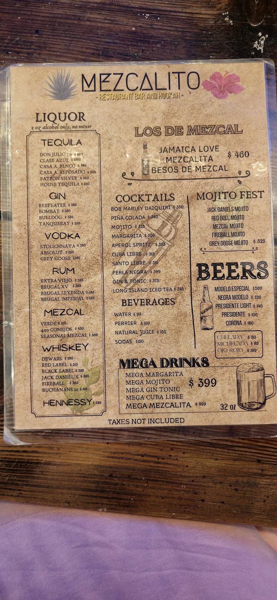 Menu at Mezcalito Bar and Grill, Punta Cana