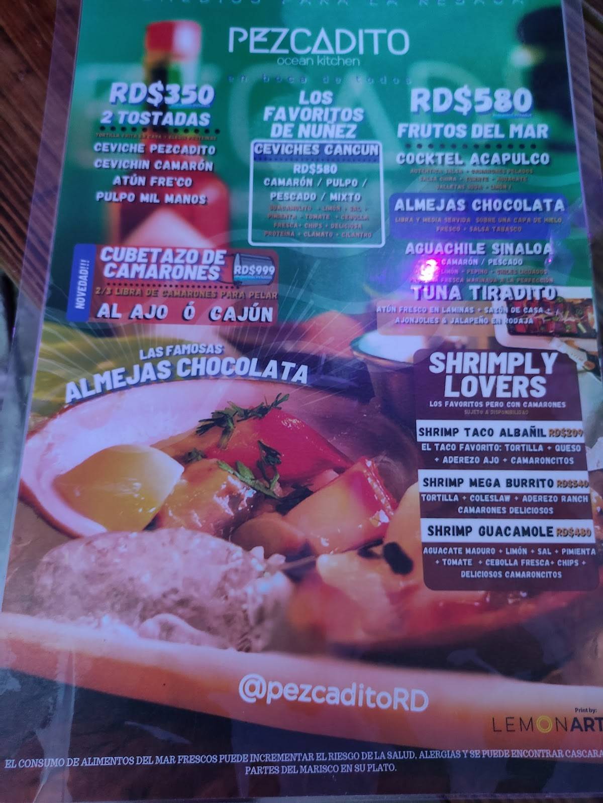 Menu at Mezcalito Restaurant & Bar, Punta Cana