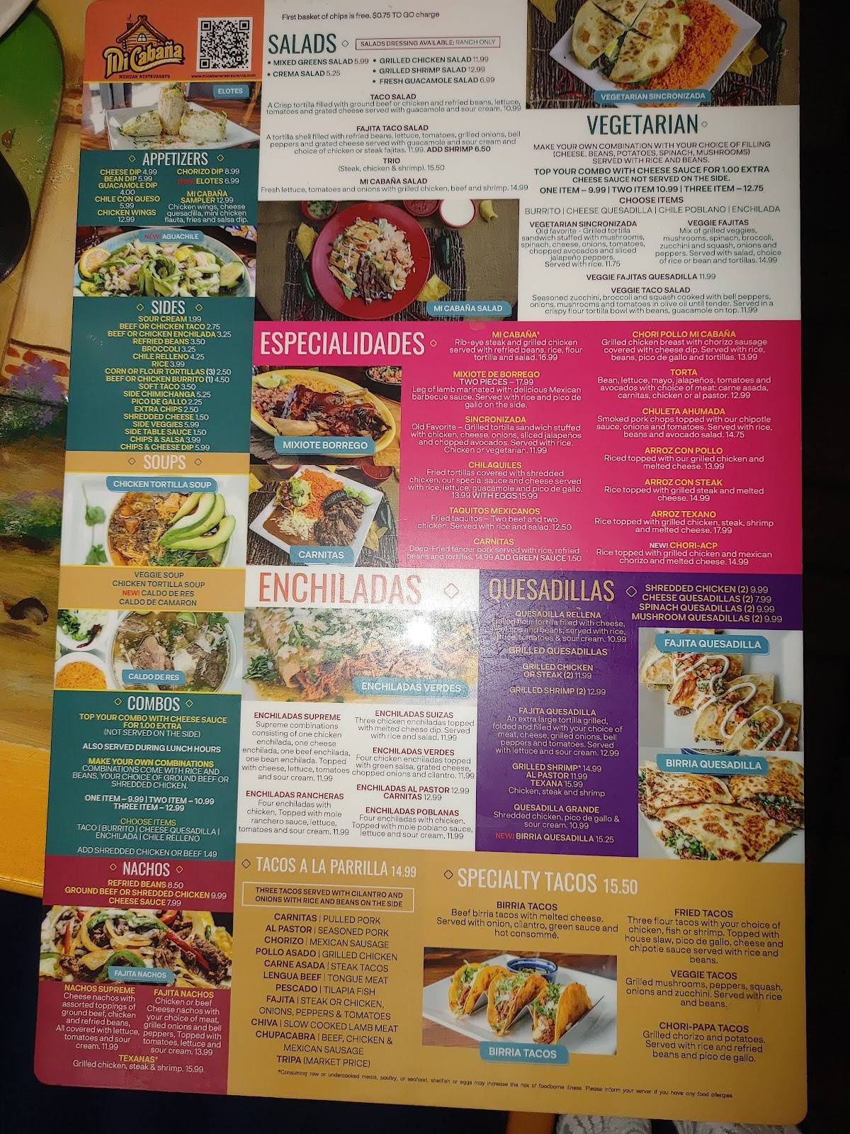 Menu at Mi Cabana Mexican Restaurant 9, Ayden