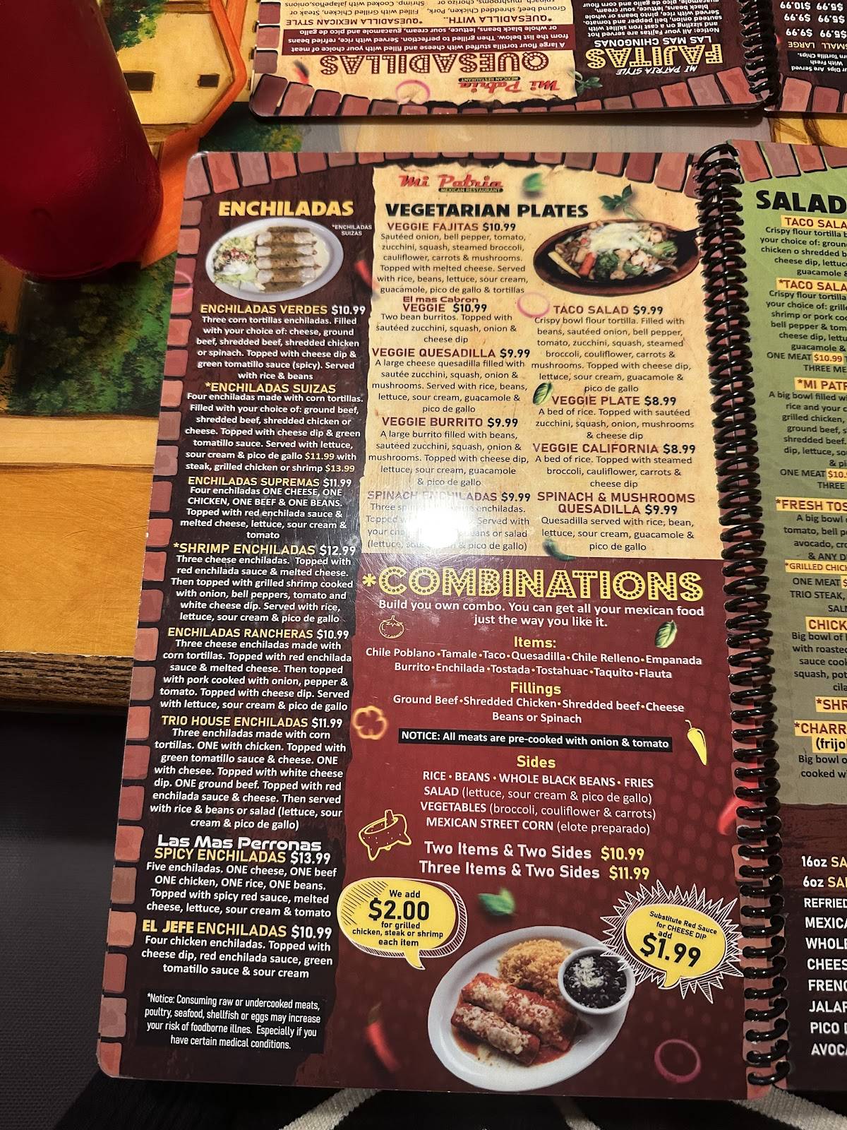 Menu at Mi Patria Mexican Restaurant, Murfreesboro