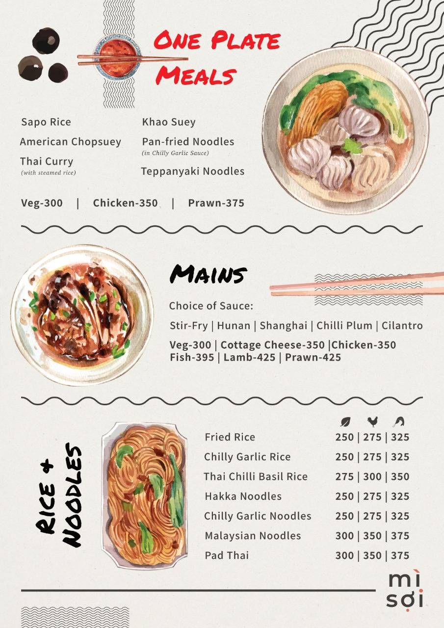 Menu at Mi Soi, Mumbai