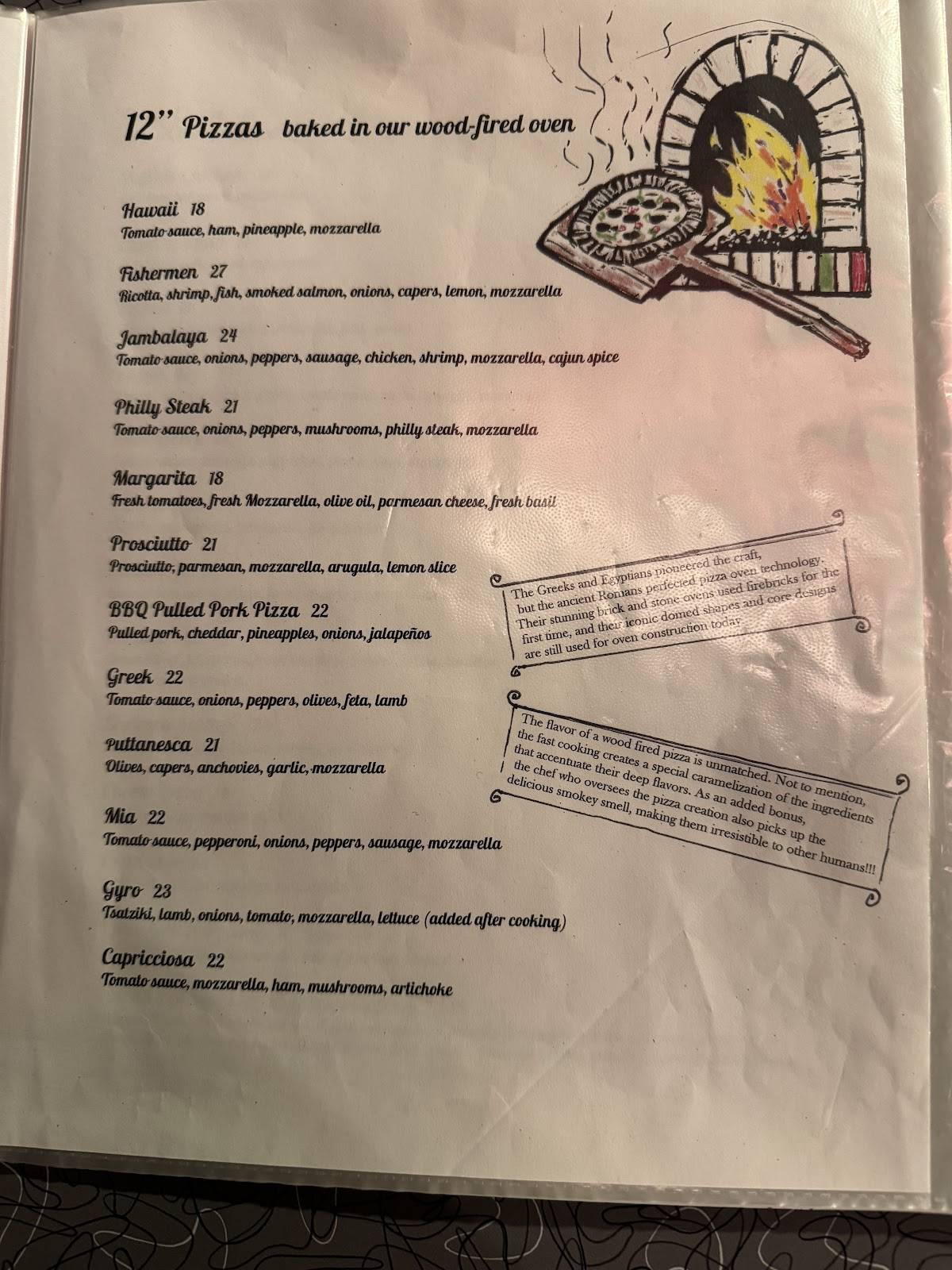 Menu au Mia pizza & Pasta restaurant, Ashcroft