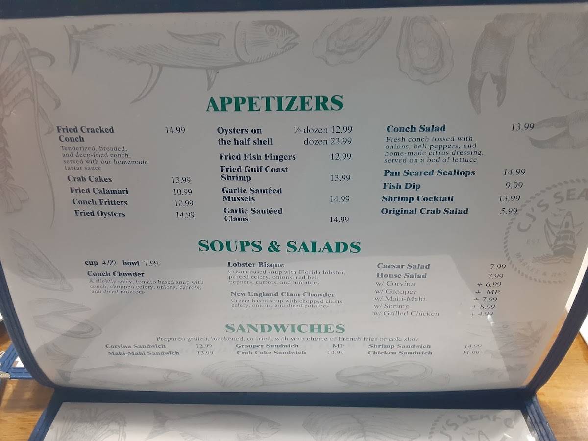 Menu at Captain Jim's Seafood Market & Restaurant, North Miami, W Dixie Hwy