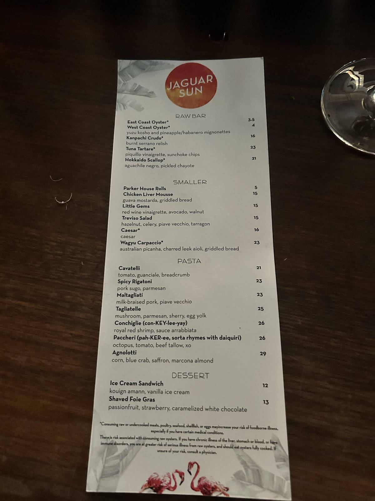 Menu at Jaguar Sun pub & bar, Miami