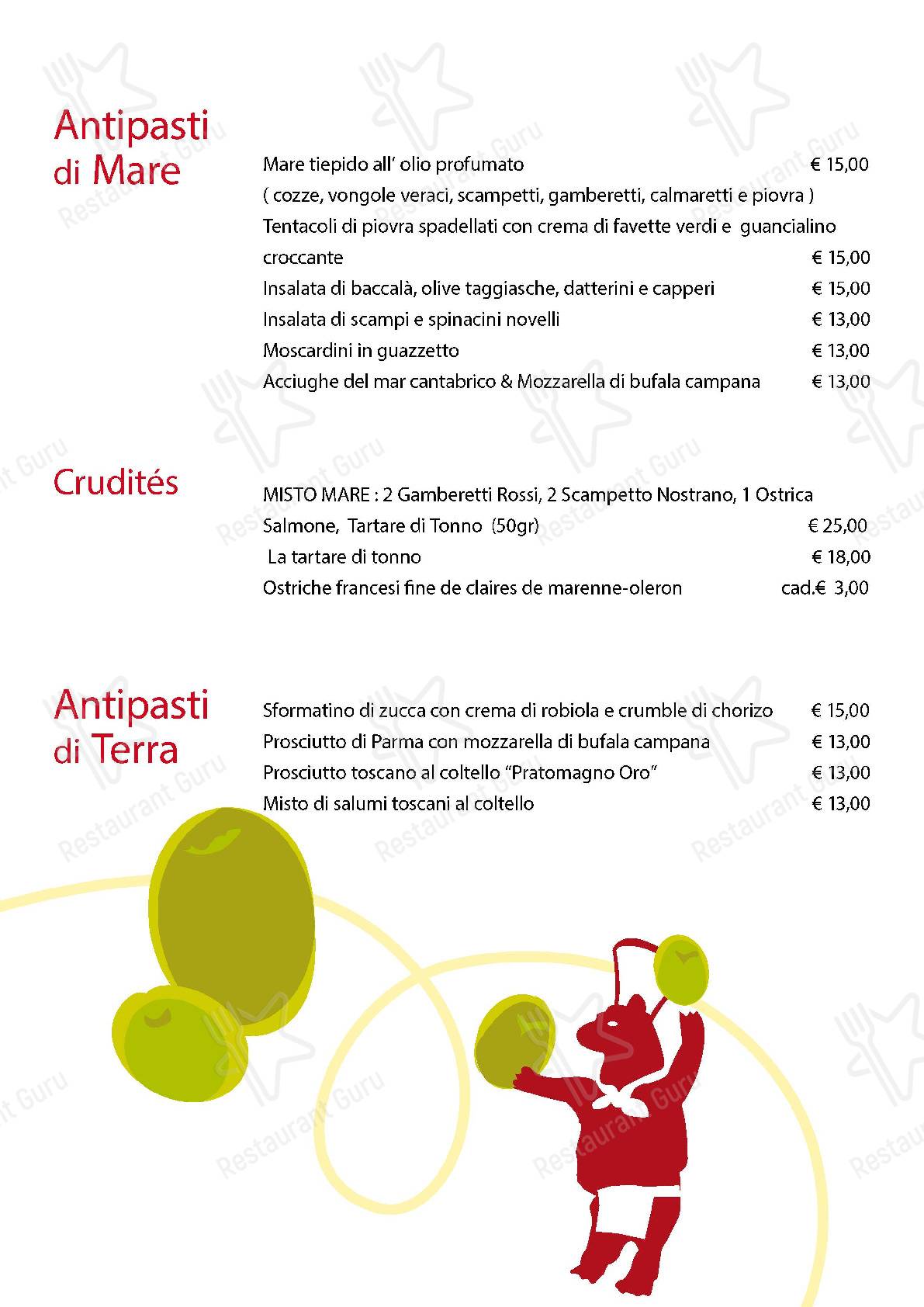 Menu da Ai Due Orsi ristorante, Milano