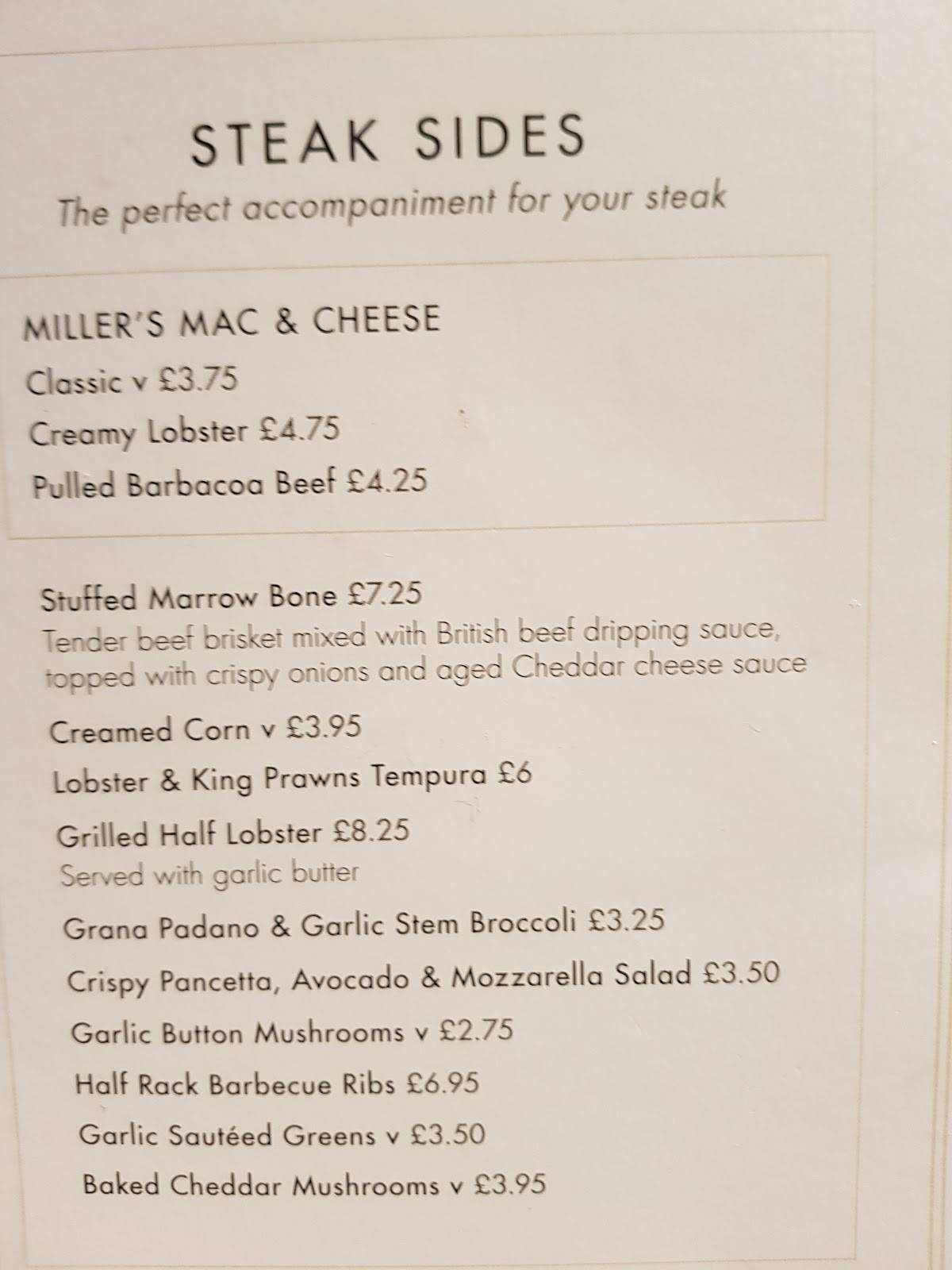 Menu at Miller & Carter Harlow pub & bar, Harlow