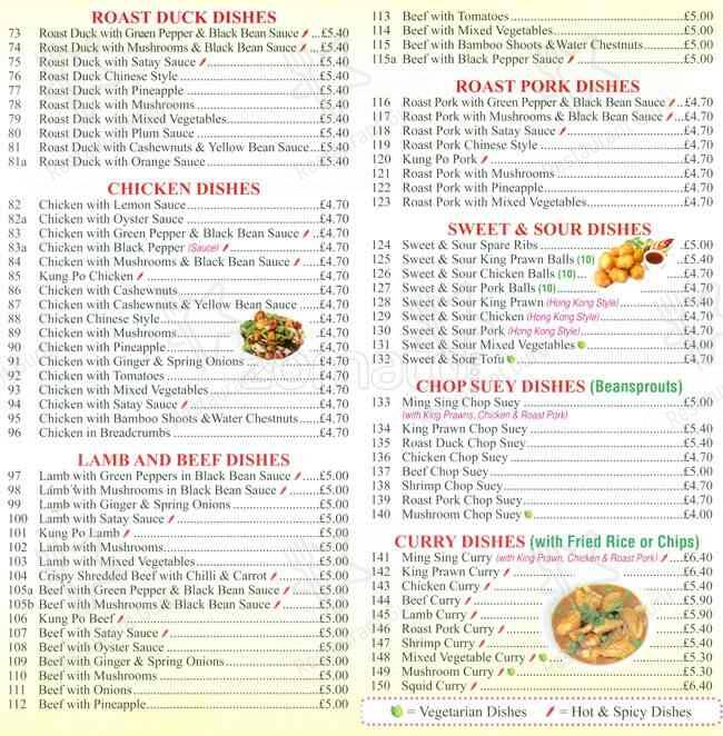 Menu at Ming Sing Chinese Takeaway fast food, Harrow, 122 Pinner Rd