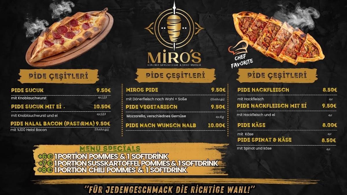 Menu at Miros Berliner Kebap Smashburger, Ulm
