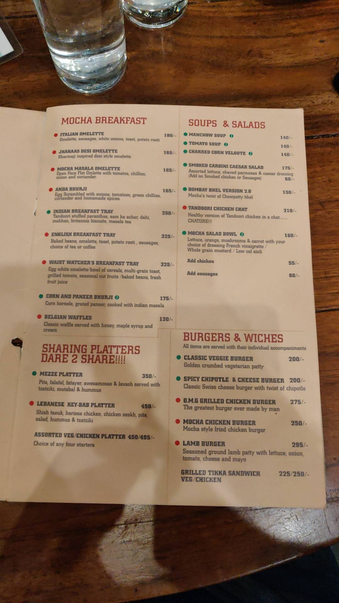 Menu at Mocha Bodakdev, Ahmedabad, Ground Floor