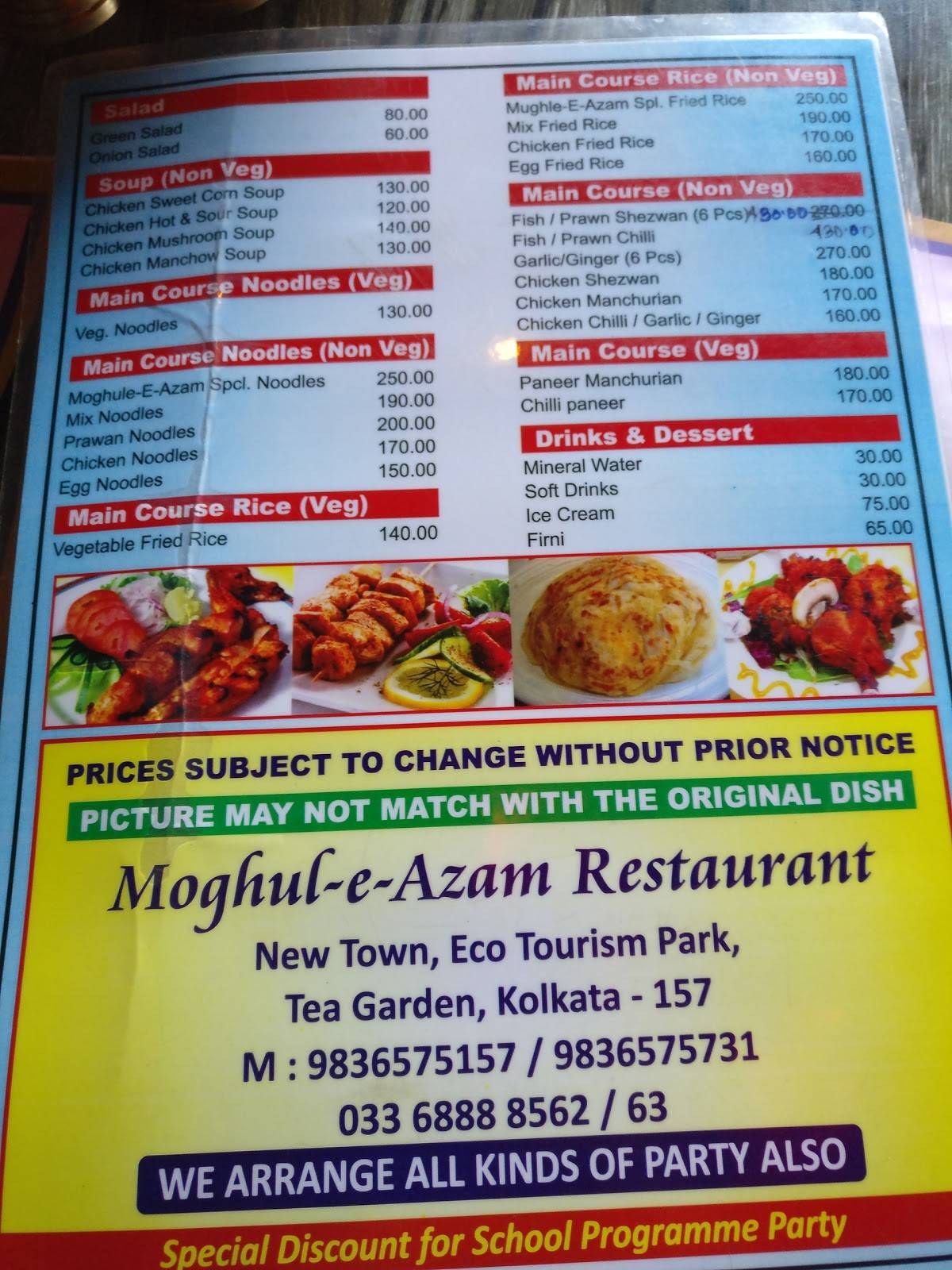 Menu at Moghul E Azam Restaurant, New Town