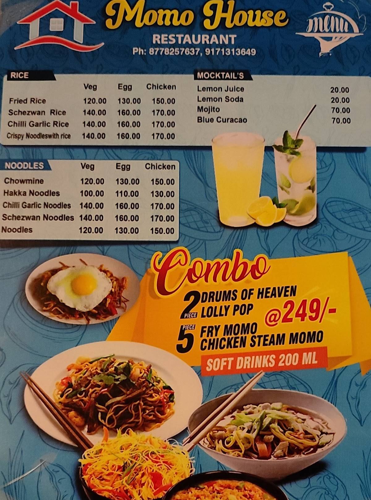 Menu at Momo House, Thiruvalla