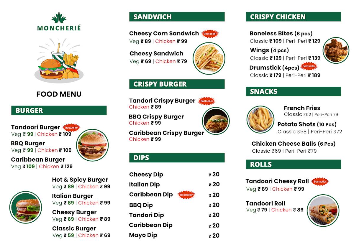 Menu at Moncherie, Hojai