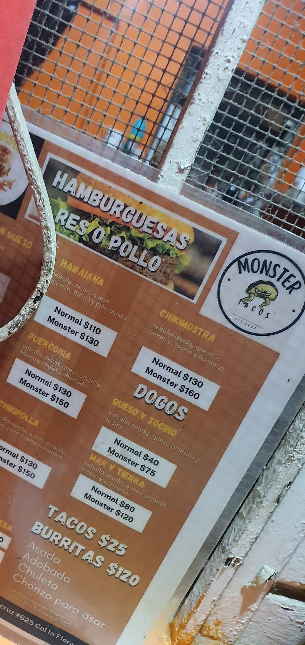 Menu at Monster Burguer's and Monster Taco restaurant, Puerto Vallarta ...