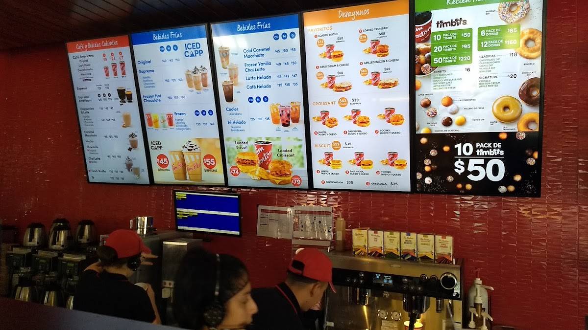 Carta del café Tim Hortons, Monterrey, Av. Eugenio Garza Sada 3933