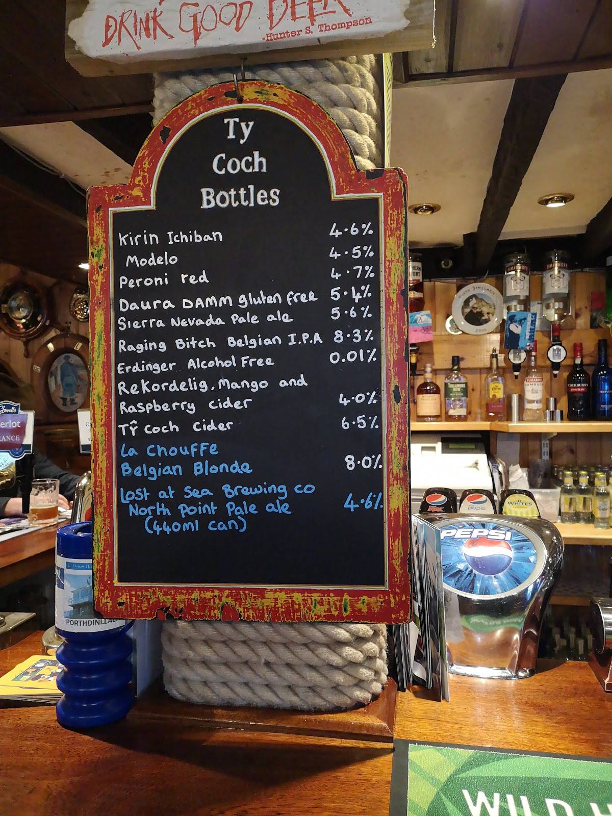 Menu at Tŷ Coch Inn pub & bar, Morfa Nefyn