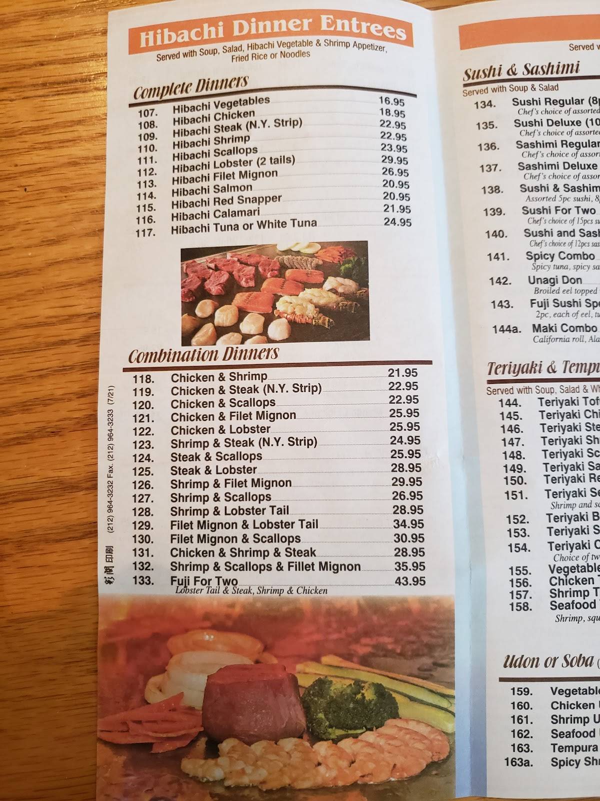 Menu at Mount Fuji - Japanese Sushi & Hibachi Steak House restaurant ...
