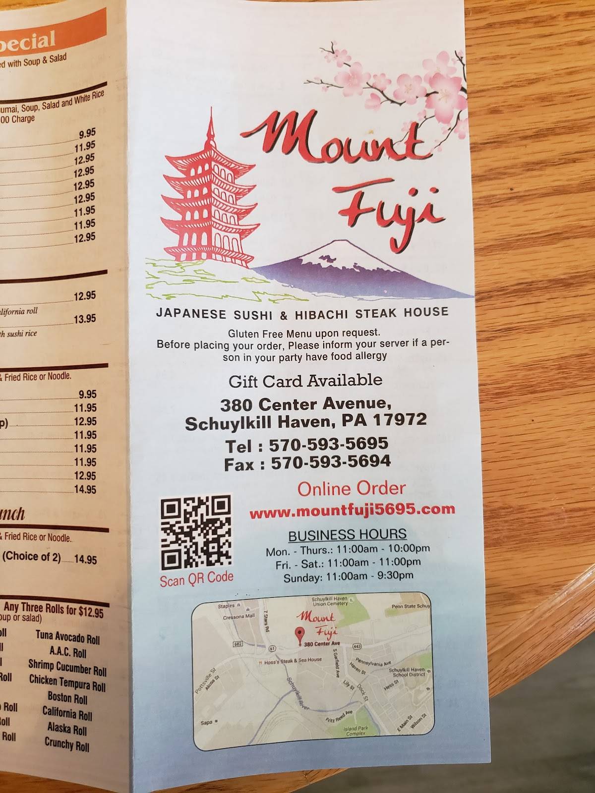Menu at Mount Fuji - Japanese Sushi & Hibachi Steak House restaurant ...