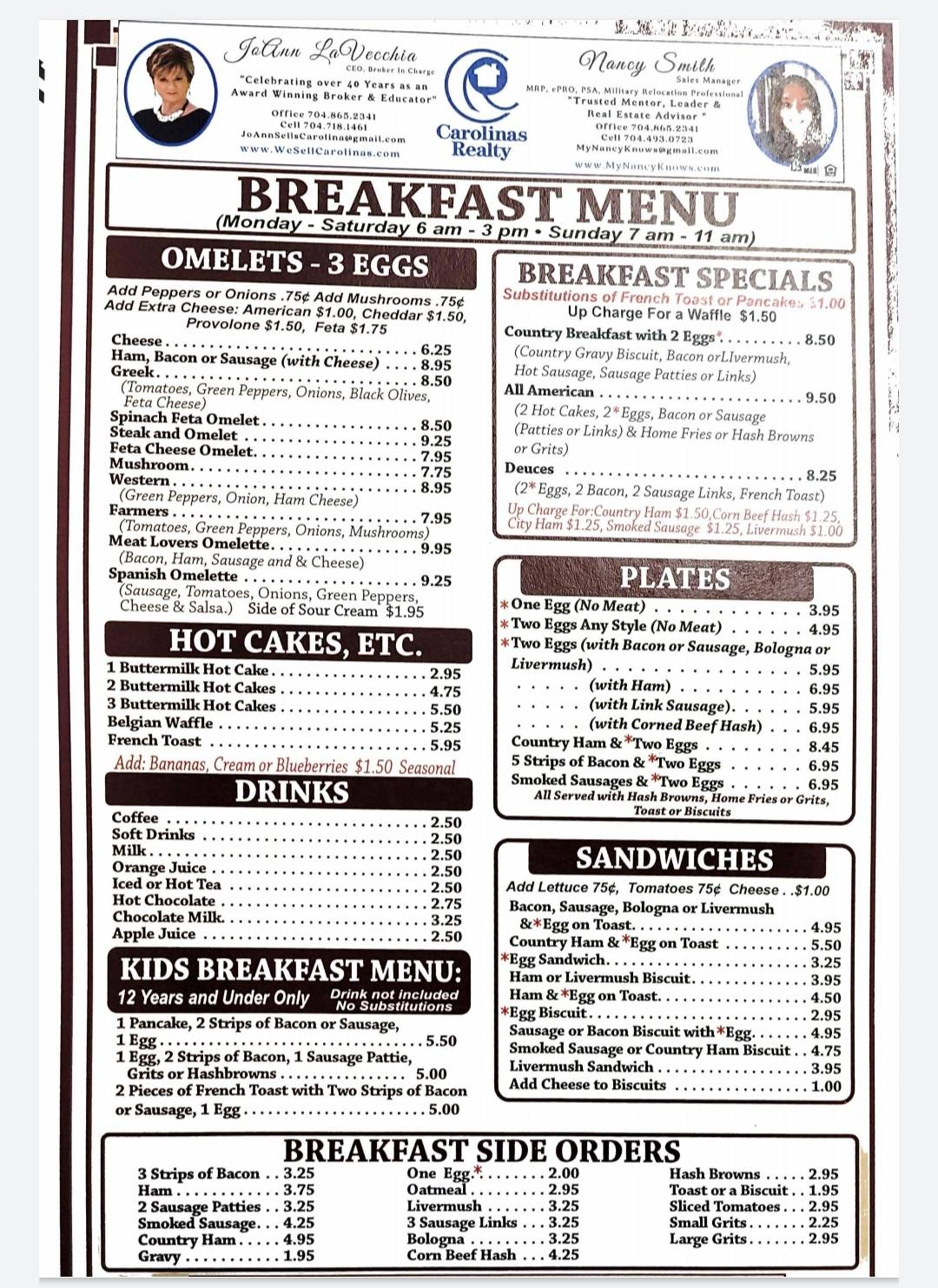 Menu at Mount Holly Grill restaurant, Mount Holly