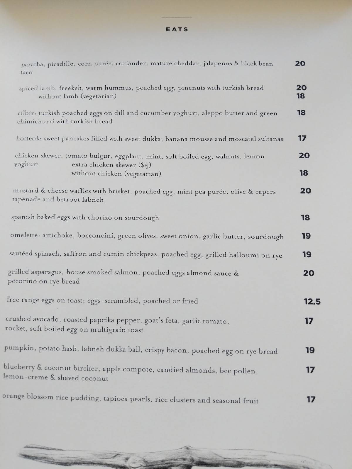 Menu at Mount Street Breakfast Bar, West Perth