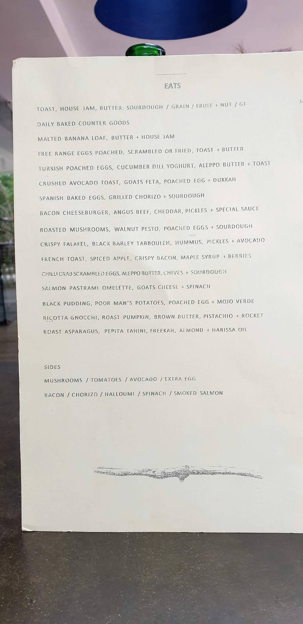 Menu at Mount Street Breakfast Bar, West Perth