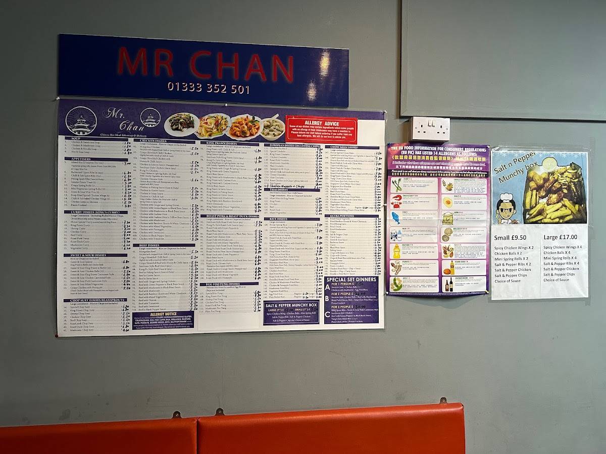 Menu at Mr Chan Takeaway fast food, Leven