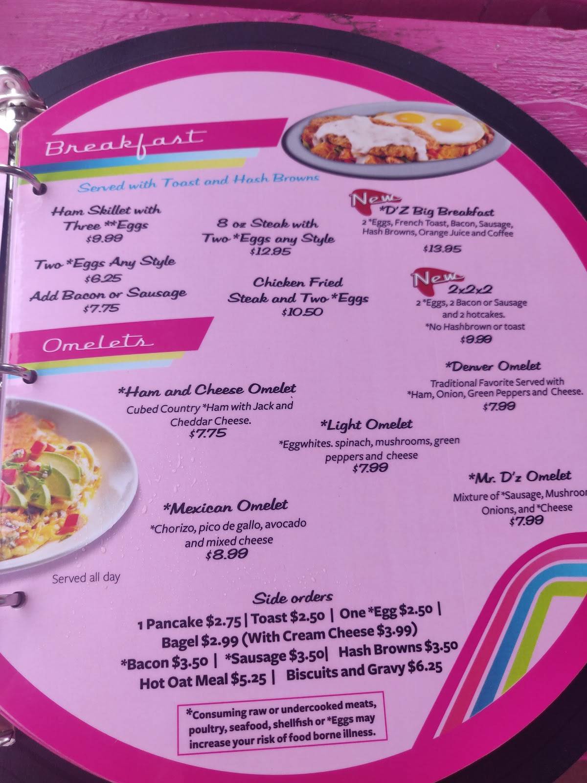 Menu at Mr D'z Route 66 Diner restaurant, Kingman