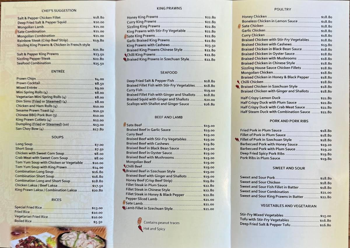 Menu at Mr So Chinese Restaurant, Wilton