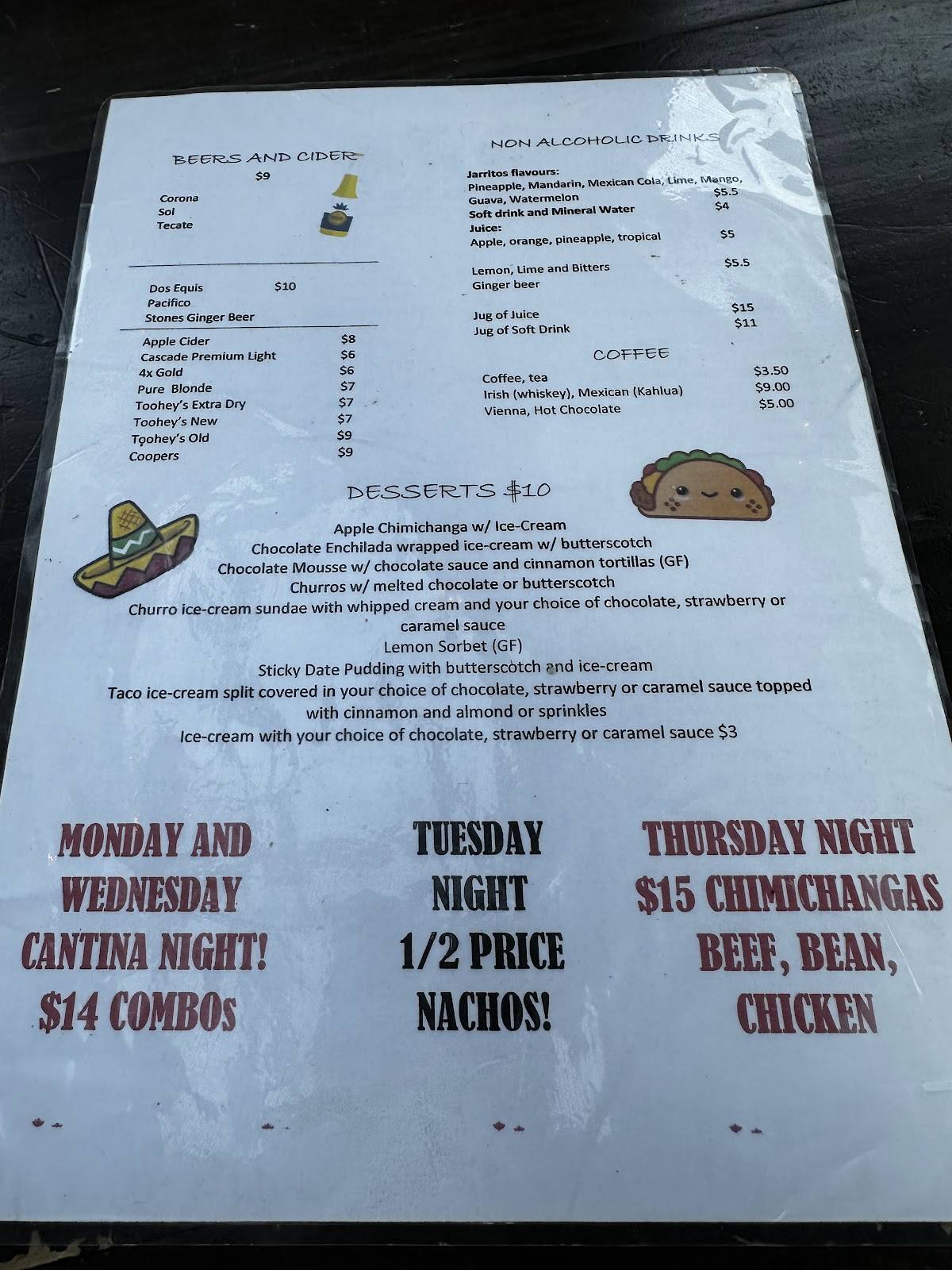 Menu at Muchos Mexican Maitland restaurant, Maitland