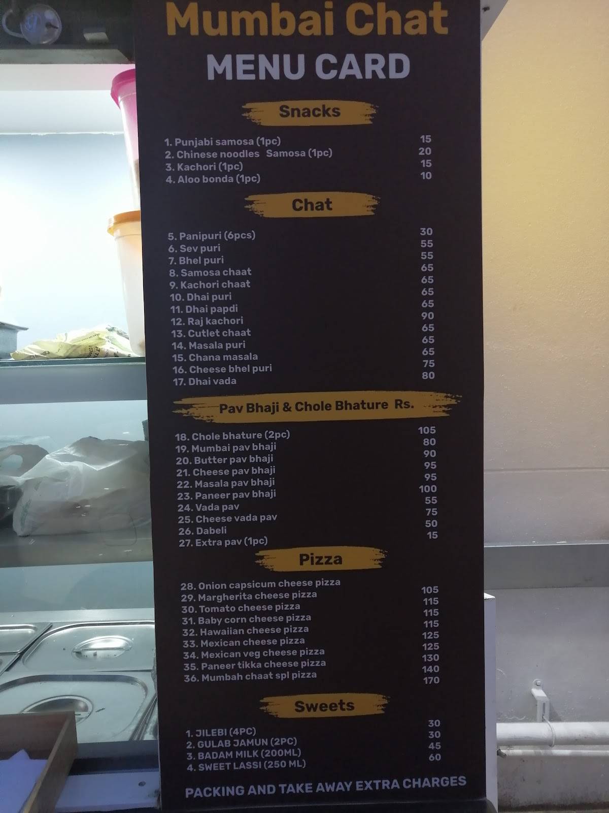 Menu at Mumbai Chaat, Chennai, +G67