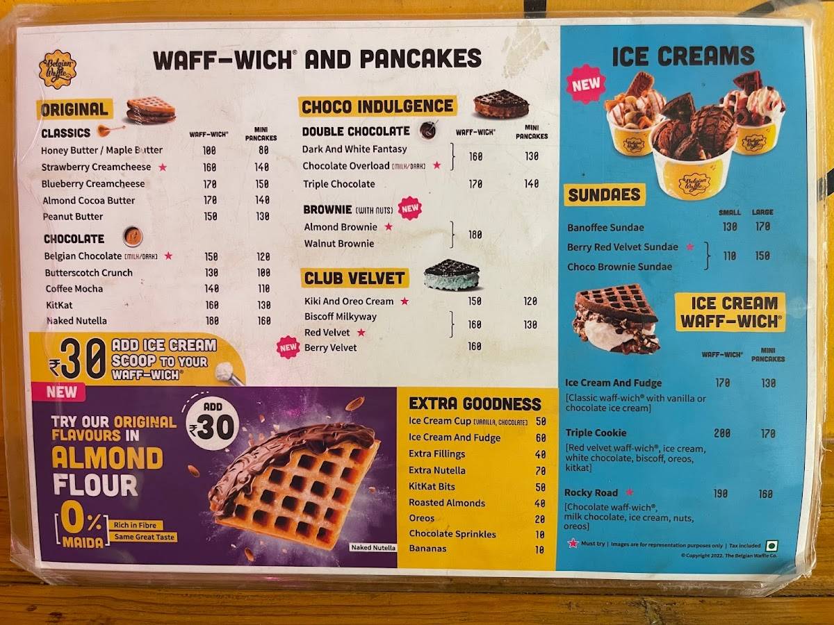 Menu at The Belgian Waffle Co, Mumbai, Shop No. 9