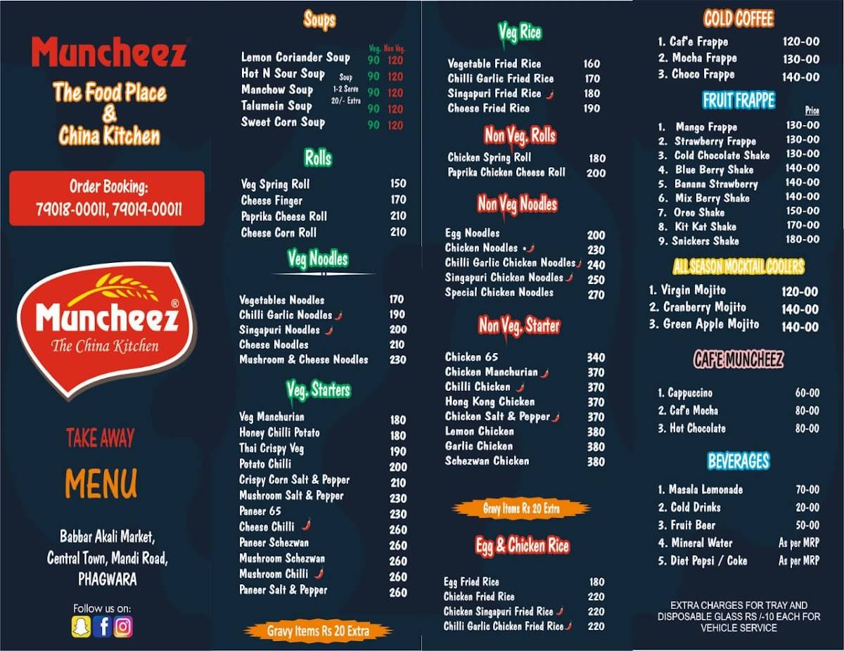 Menu at Muncheez The Food Place, Phagwara