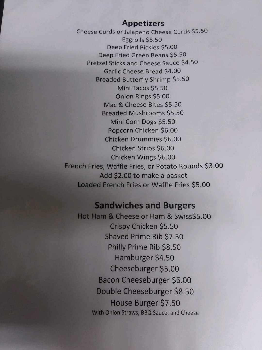 Menu at Municipal Liquor Store pub & bar, Hitterdal