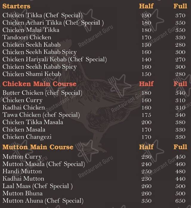 Menu at Murg Mutton Masala, Jaipur, Plot 98