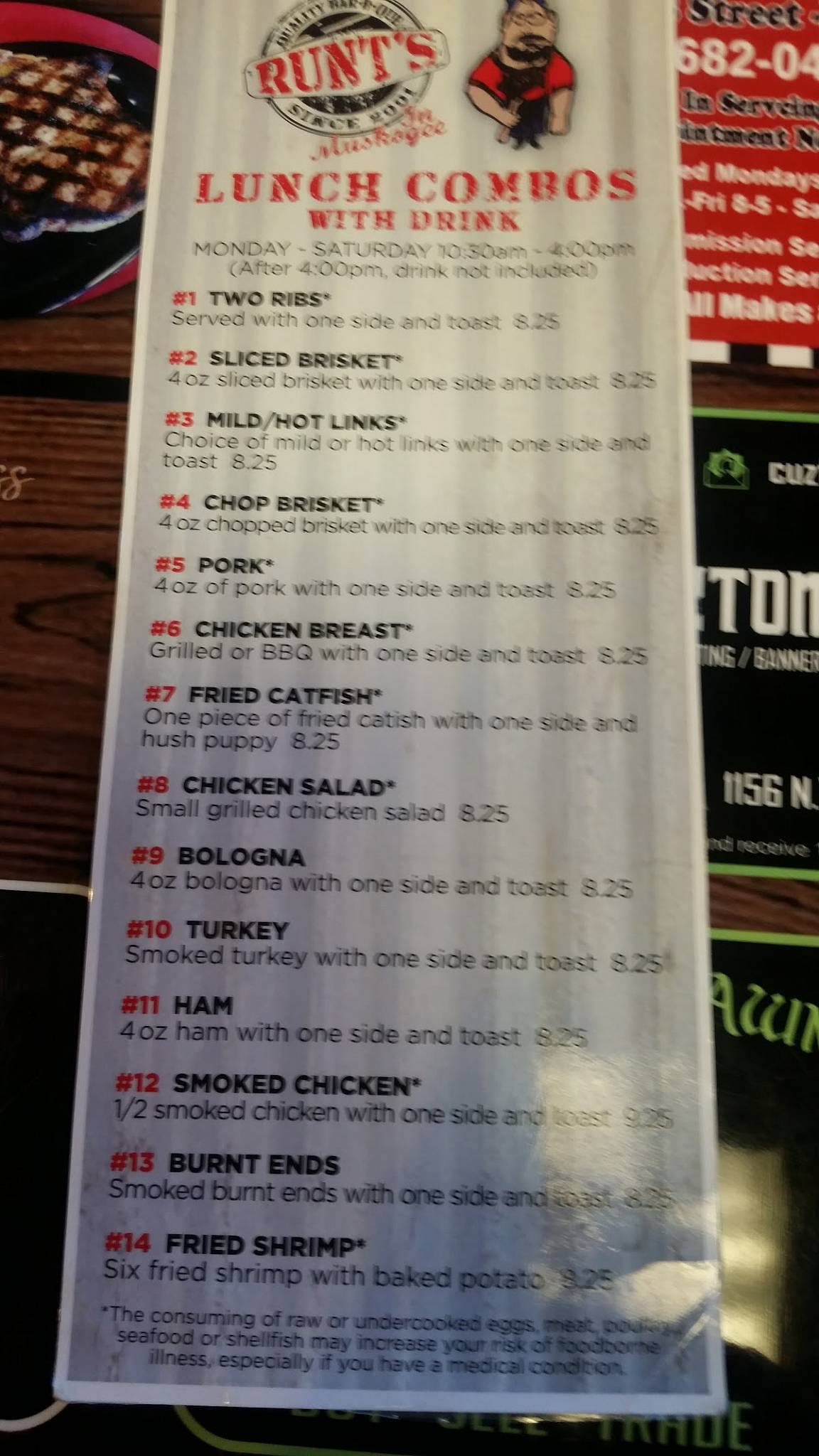 Menu at Runts Bar BQ & Grill, Muskogee