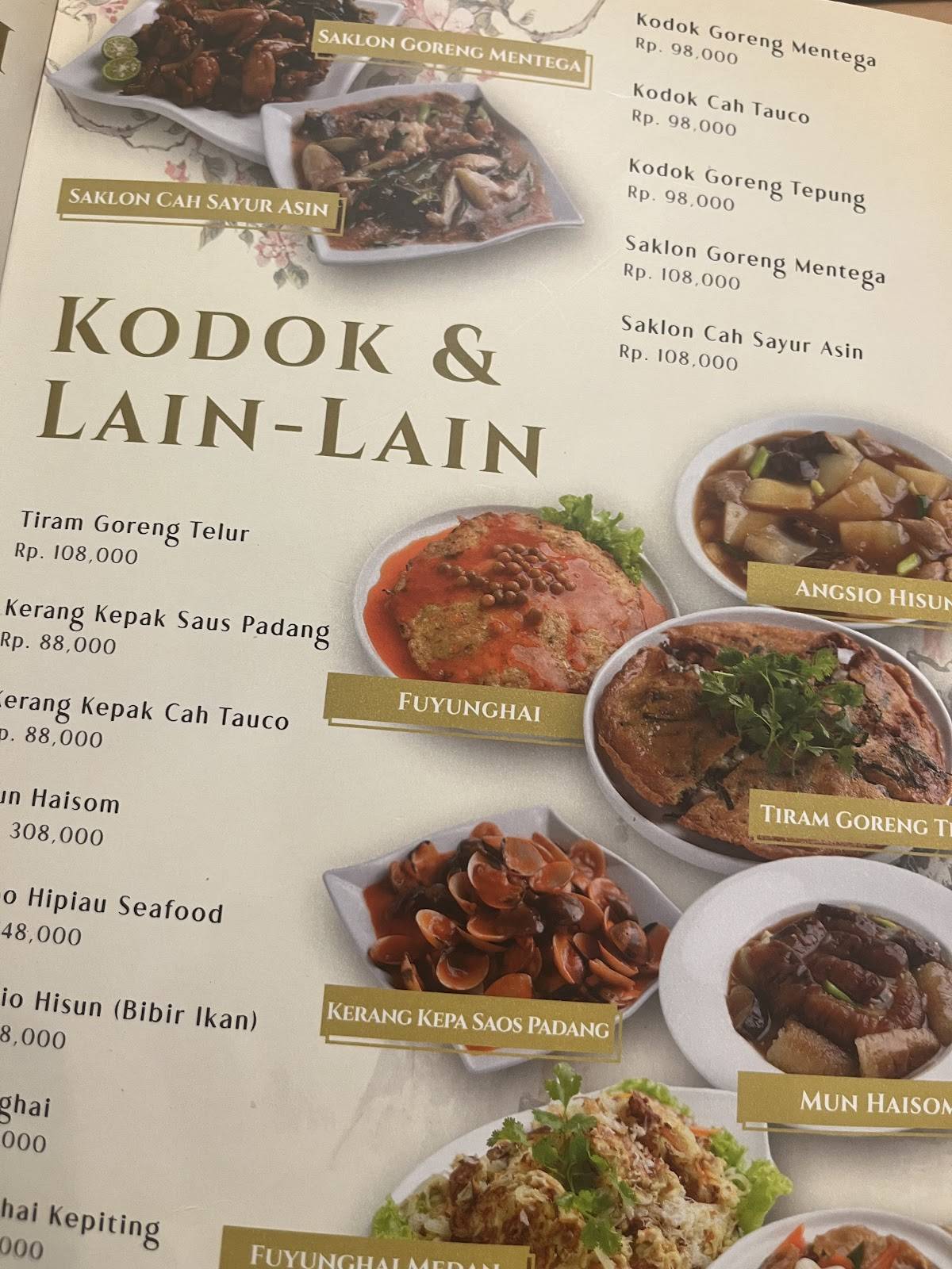 Menu at Mutiara - Traditional Chinese Food restaurant, West Jakarta