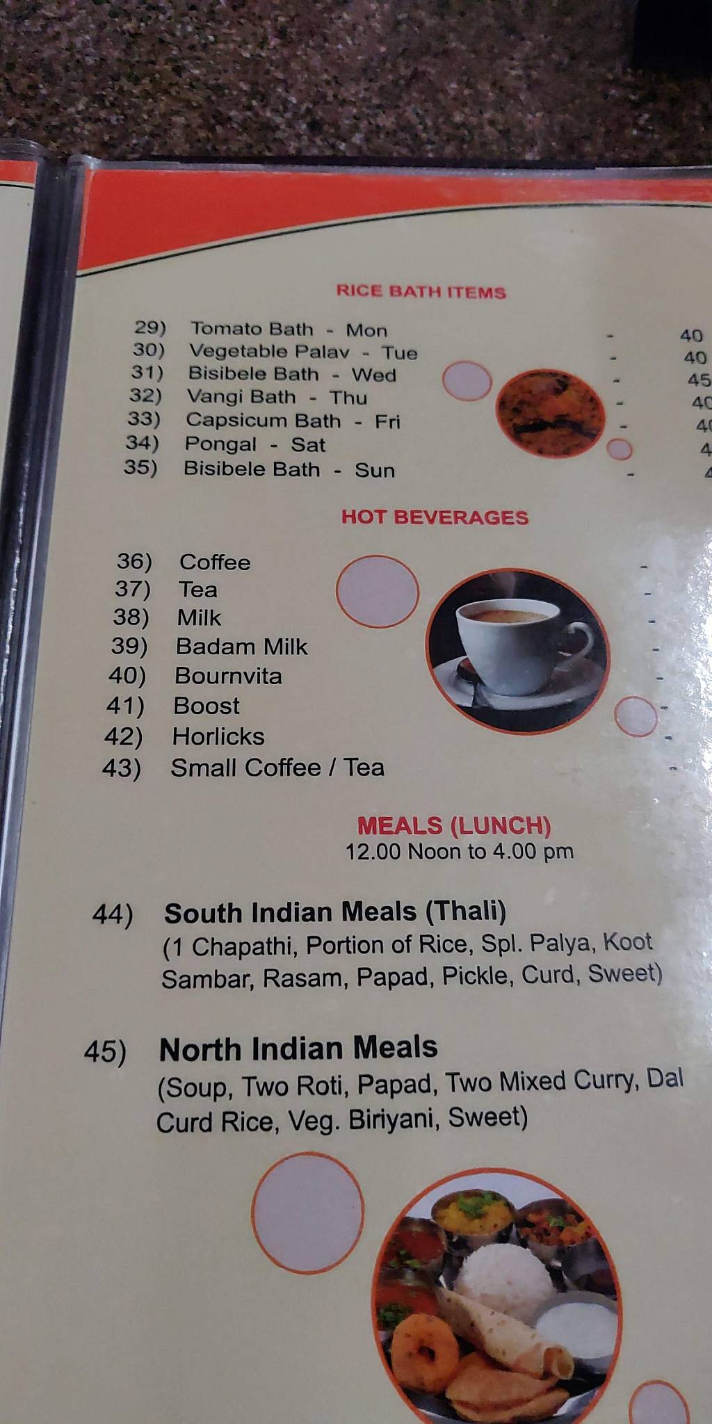 Menu at Mysore Mylari Family Restaurant Pure Veg, Mysuru, MIG 12