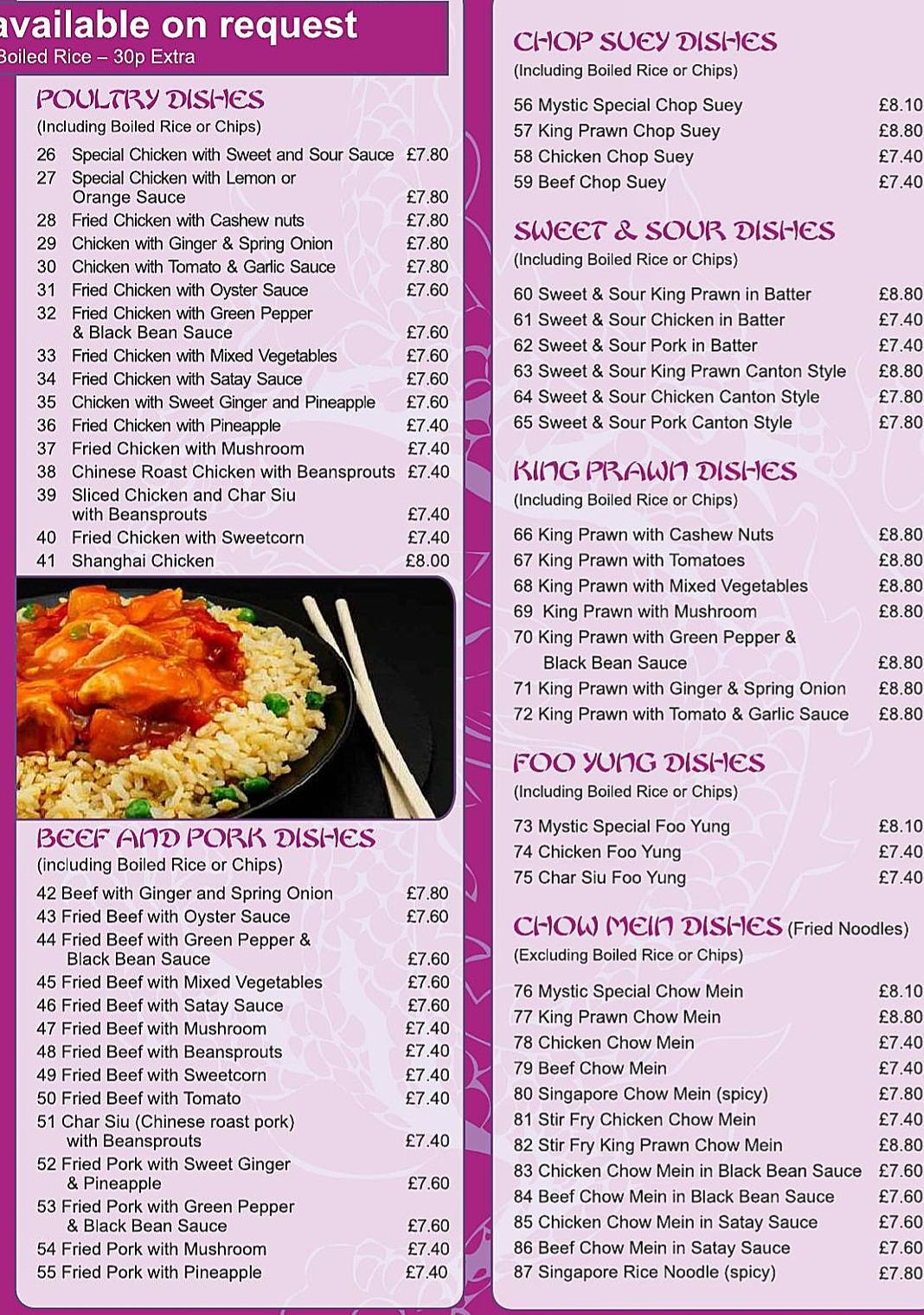 Menu at Mystic Dragon restaurant, Cupar