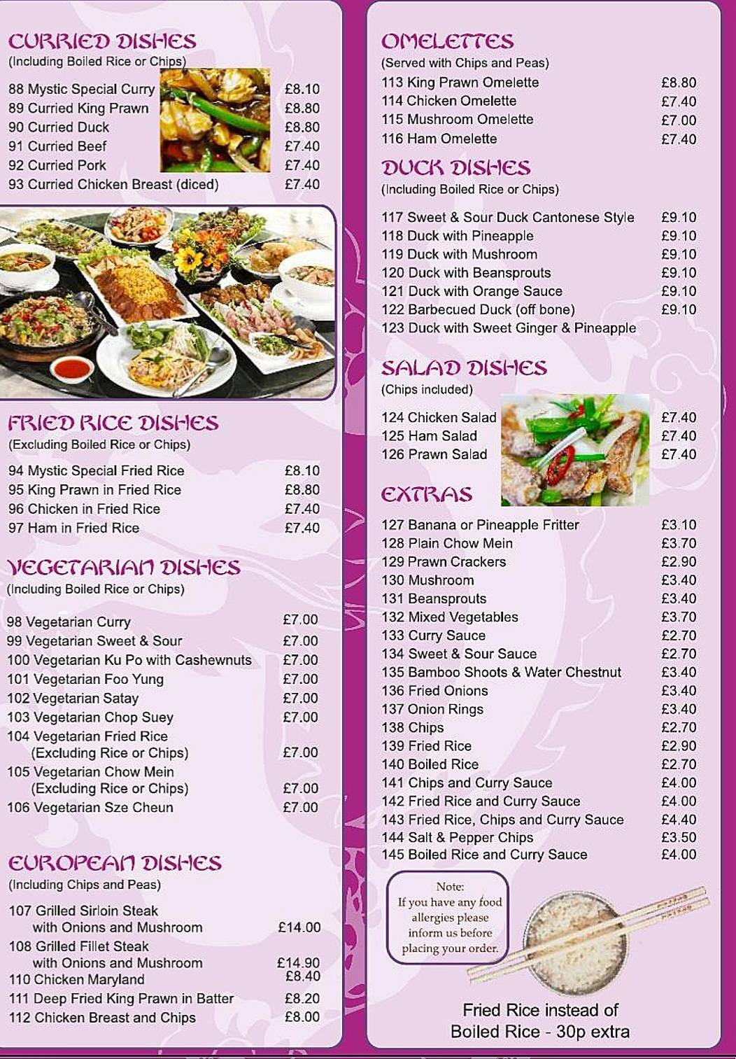 Menu at Mystic Dragon restaurant, Cupar