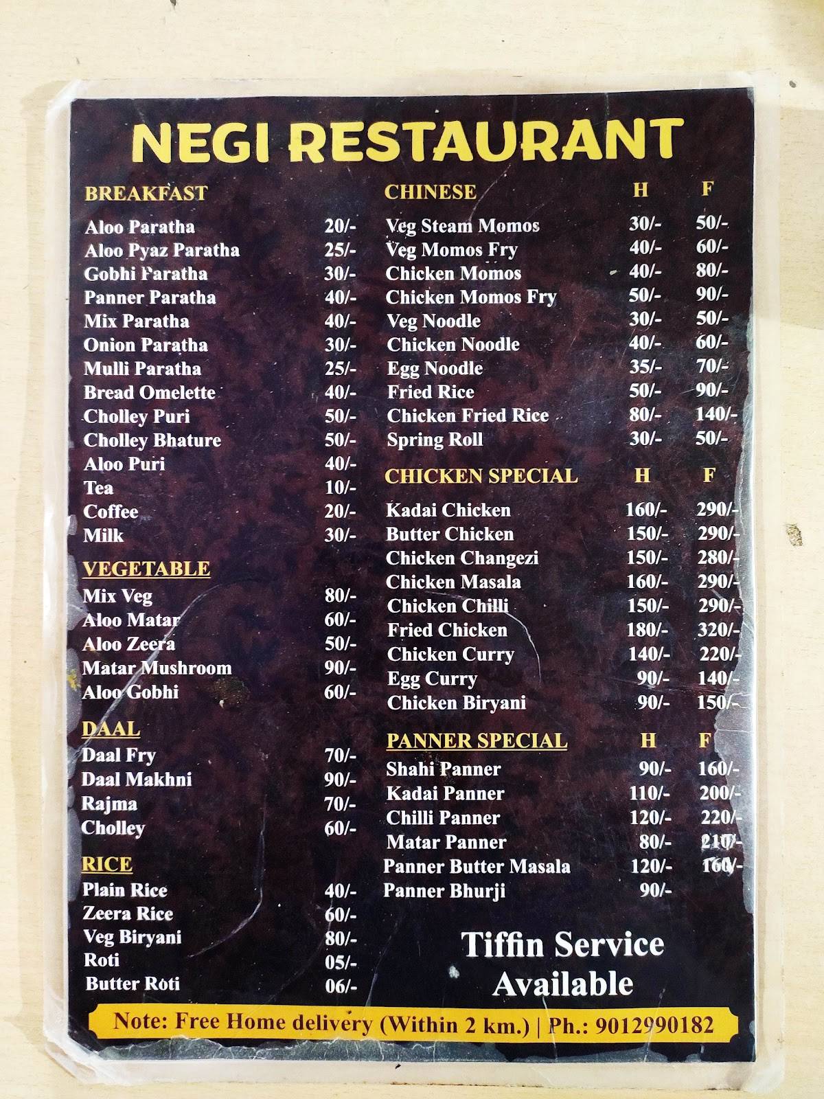 Menu at NEGI FOOD JUNCTION, Sudhowala