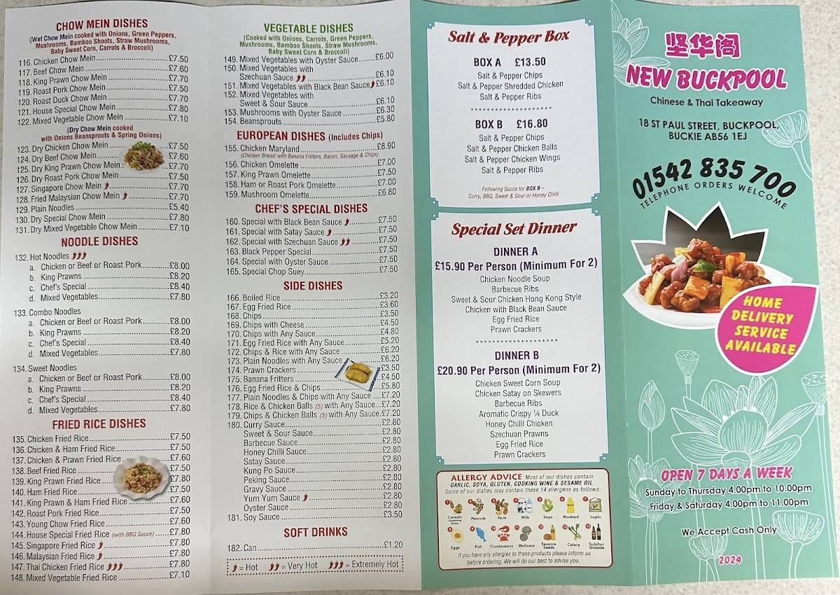 Menu at NEW Buckpool Chinese Takeaway fast food, Buckie