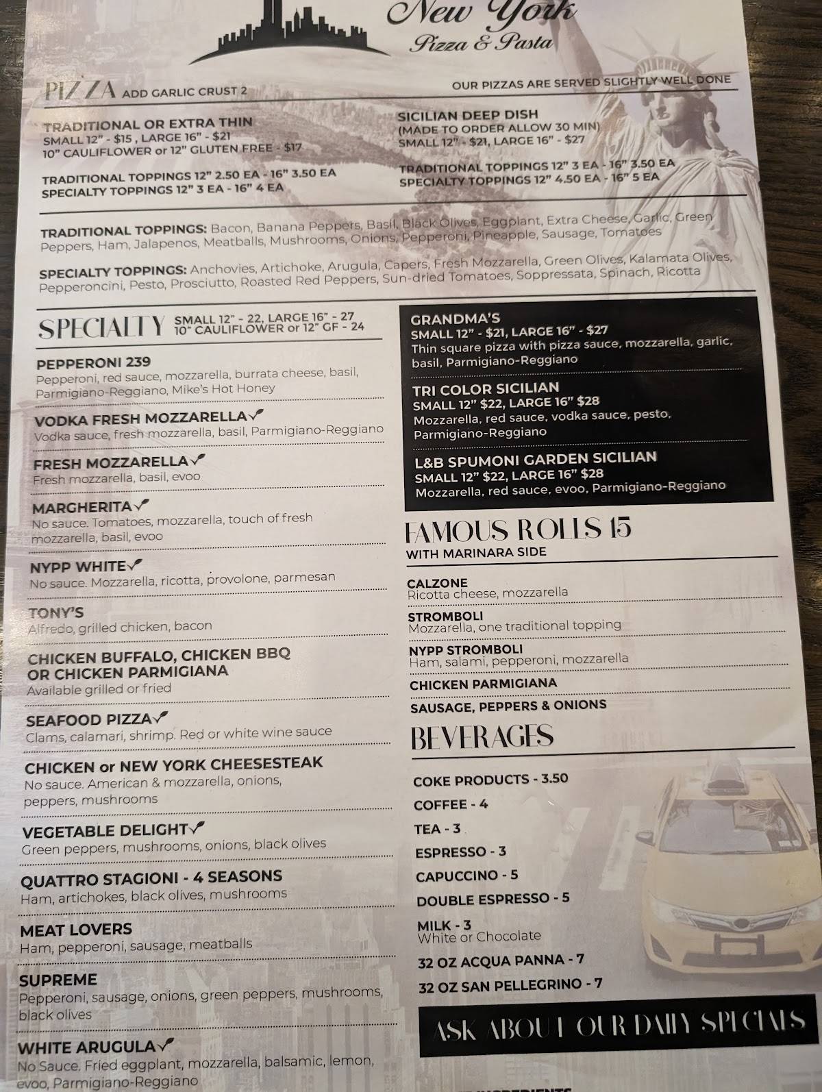 Menu at NYPP New York Pizza Pasta restaurant, Bonita Springs, Immokalee Rd